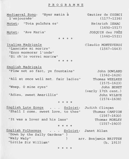 SCUNA history: Annual Concert 2 August 1968